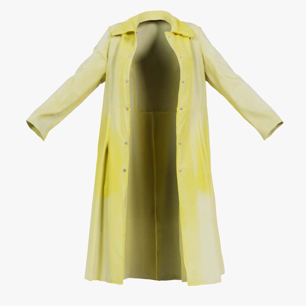 Yellow Transparant Vinyl Raincoat Open 3D model - Download Coats on ...