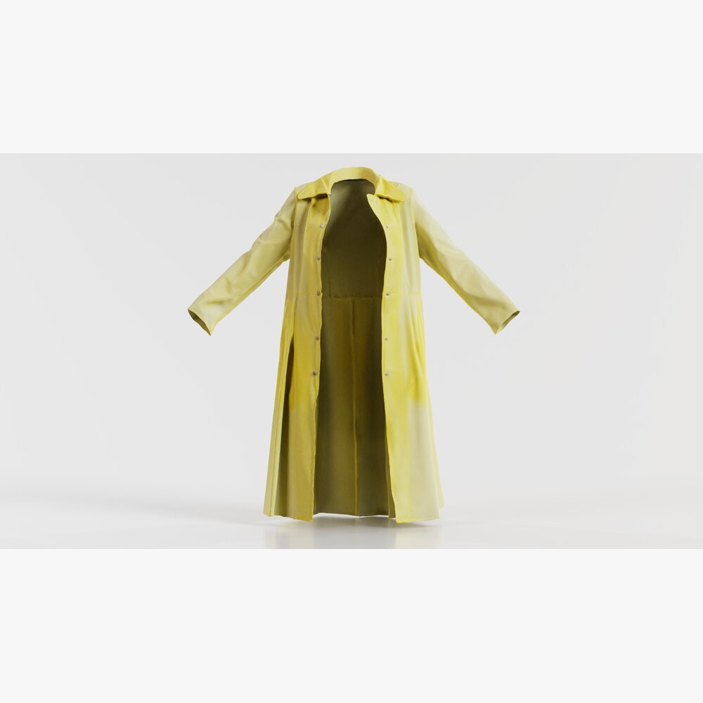 Yellow Transparant Vinyl Raincoat Open 3D model - Download Coats on ...