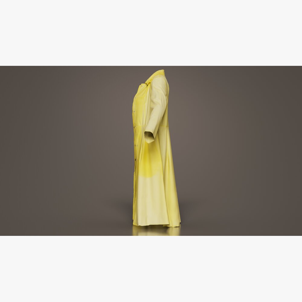 Yellow Transparant Vinyl Raincoat Open 3D model - Download Coats on ...