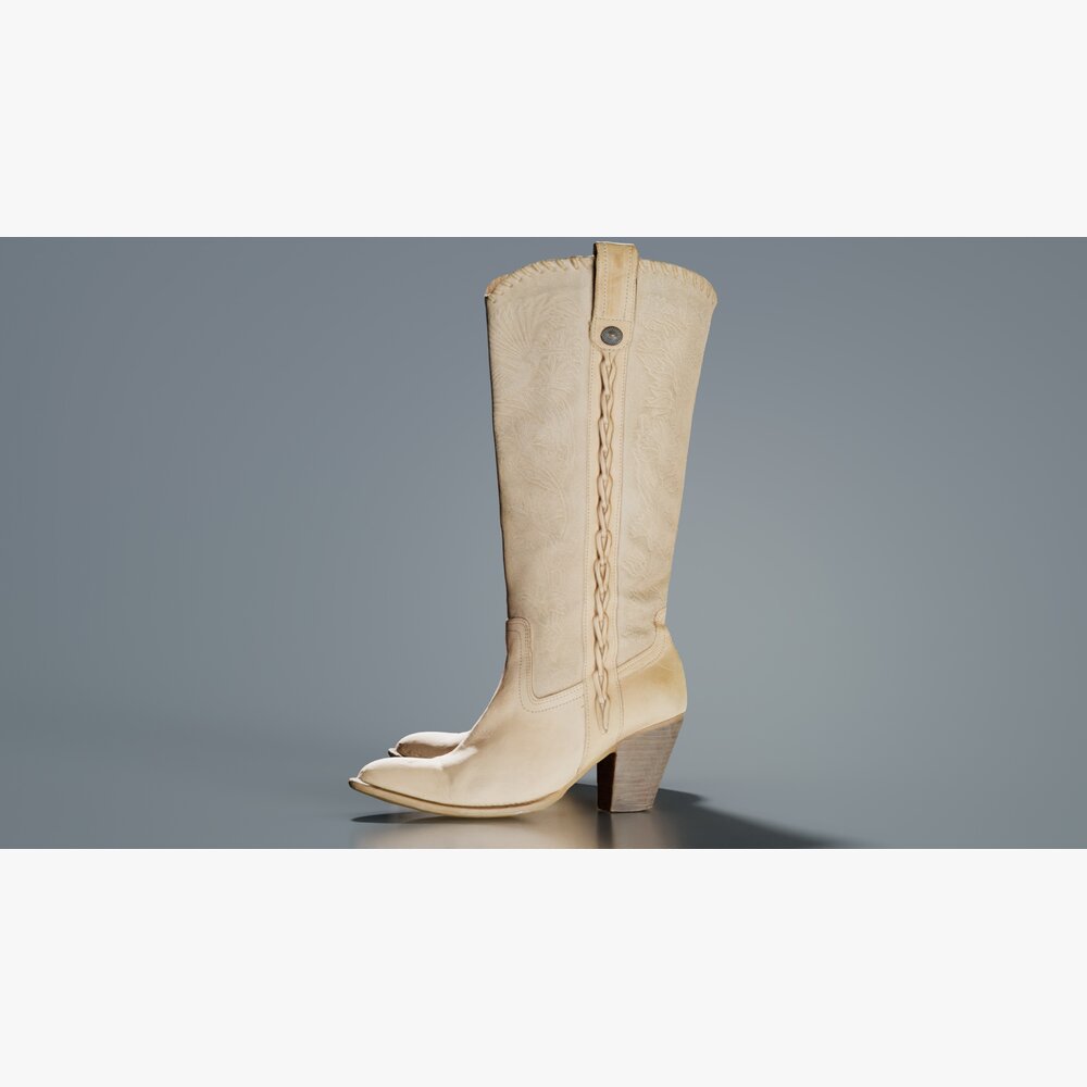 Boot Decorated Beige 3D model - Download Shoes on 3DModels.org