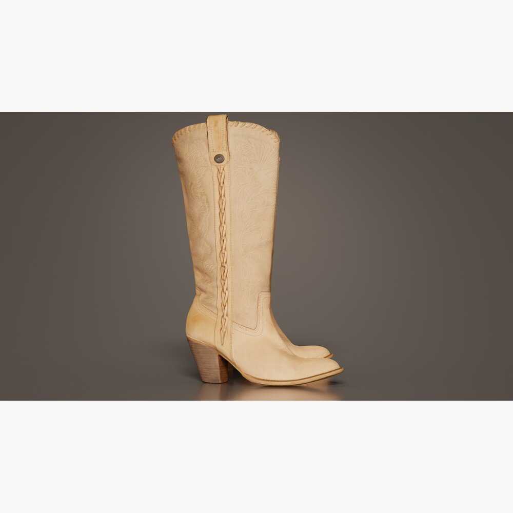 Boot Decorated Beige 3D model - Download Shoes on 3DModels.org