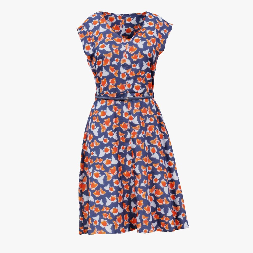 Goldfish Decorated Dress 3D model - Download Dresses on 3DModels.org