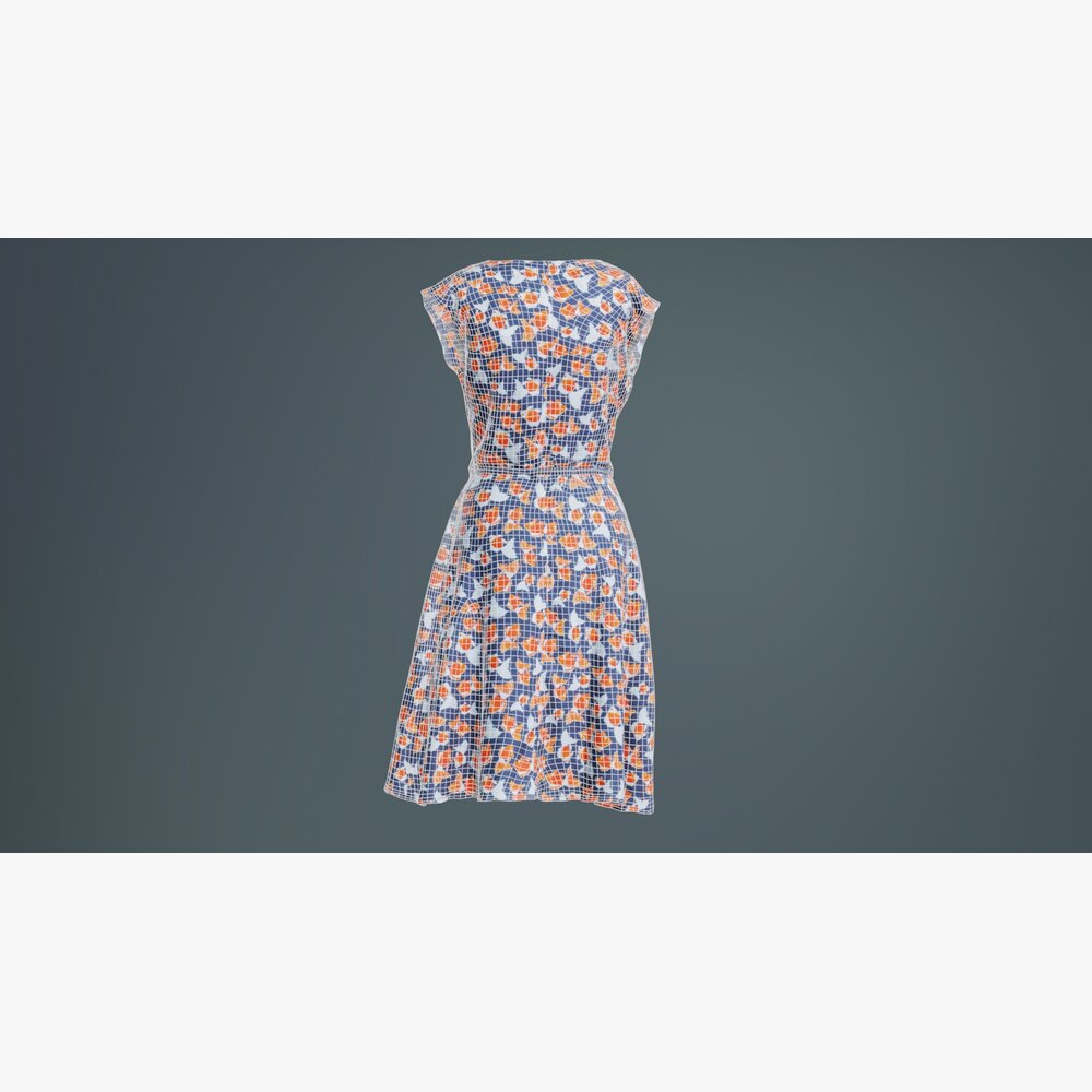 Goldfish Decorated Dress 3D 모델 - 다운로드 드레스 on 3DModels.org