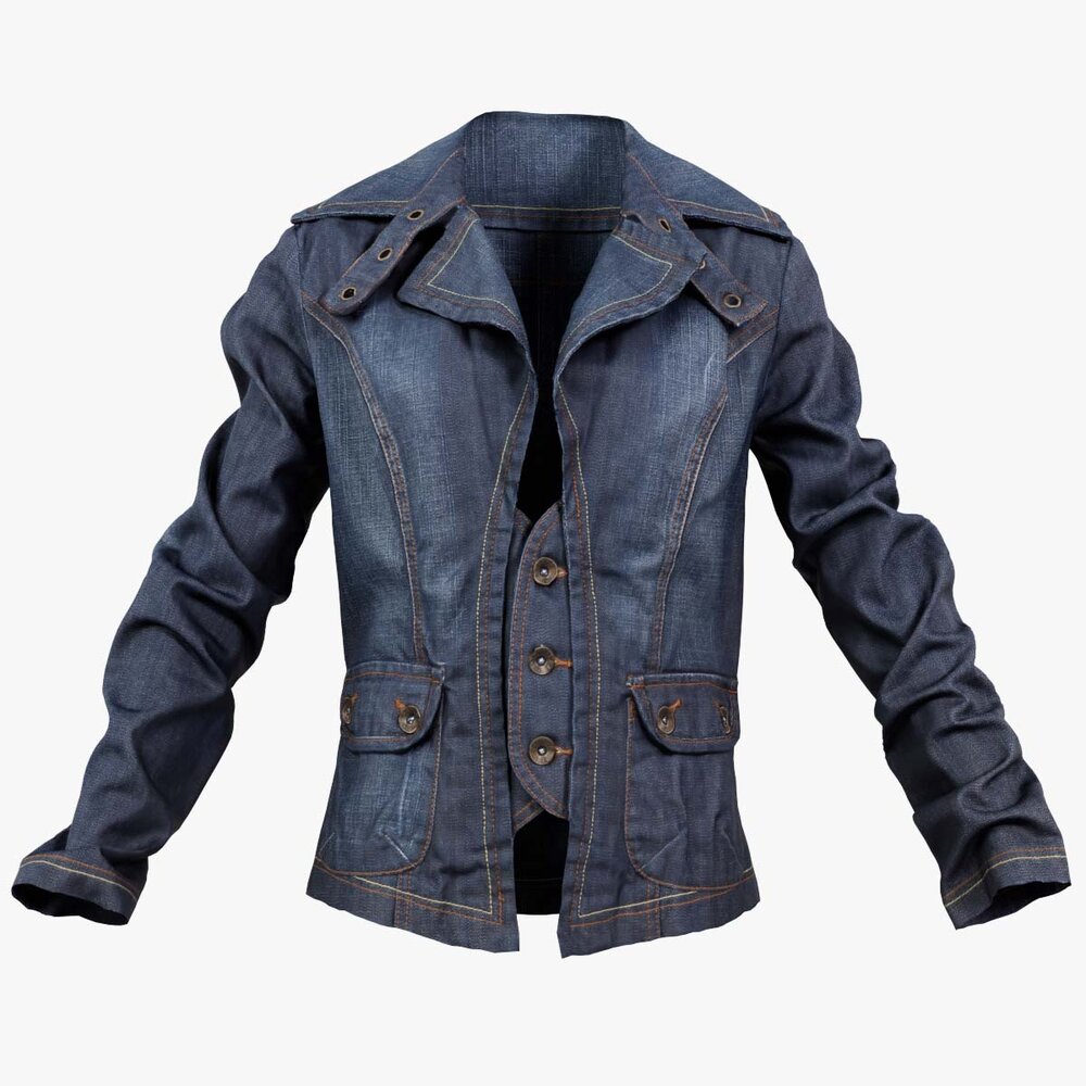 Jeans Jacket Stylish Decorated 3D model - Download Suits on 3DModels.org