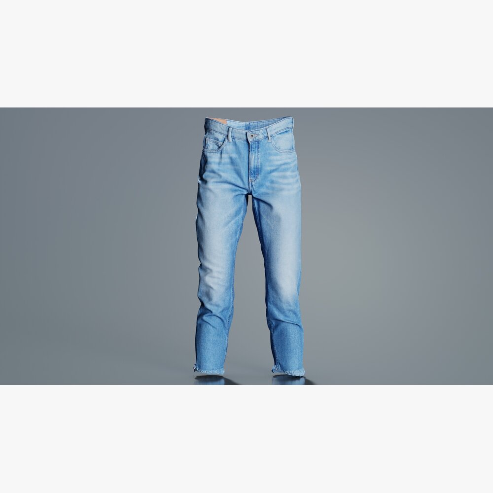 Jeans Trousers Medium Length Pants 3D model - Download Trousers on ...