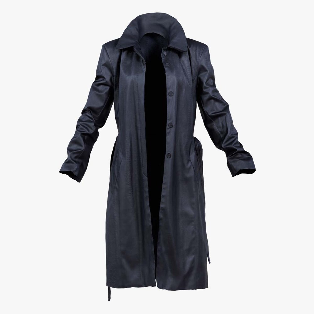 Waterproof Long Leather Coat with Adjustable Waist Tabs 3D model ...