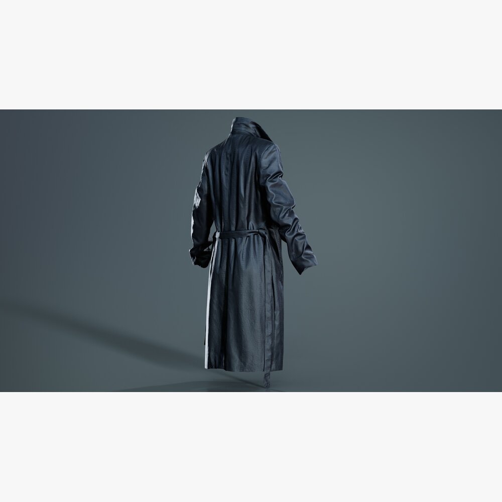 Waterproof Long Leather Coat with Adjustable Waist Tabs 3D model ...