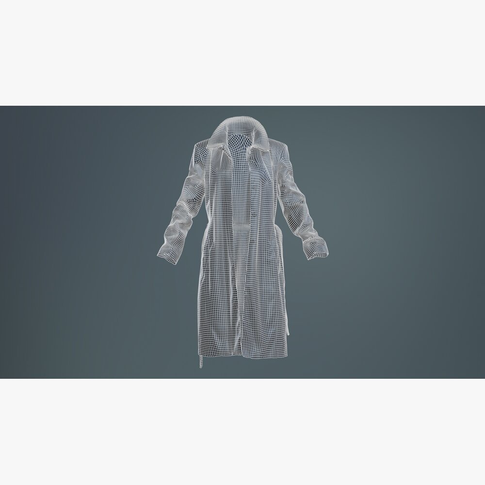 Waterproof Long Leather Coat with Adjustable Waist Tabs 3D model ...