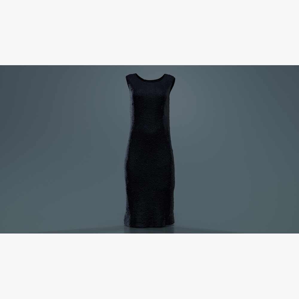 Long Black Shiny Gala Dress 3D model - Download Dresses on 3DModels.org