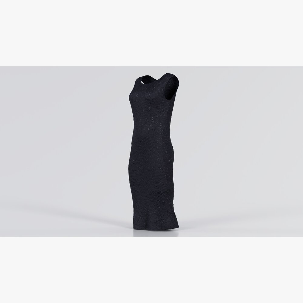 Long Black Shiny Gala Dress 3D model - Download Dresses on 3DModels.org