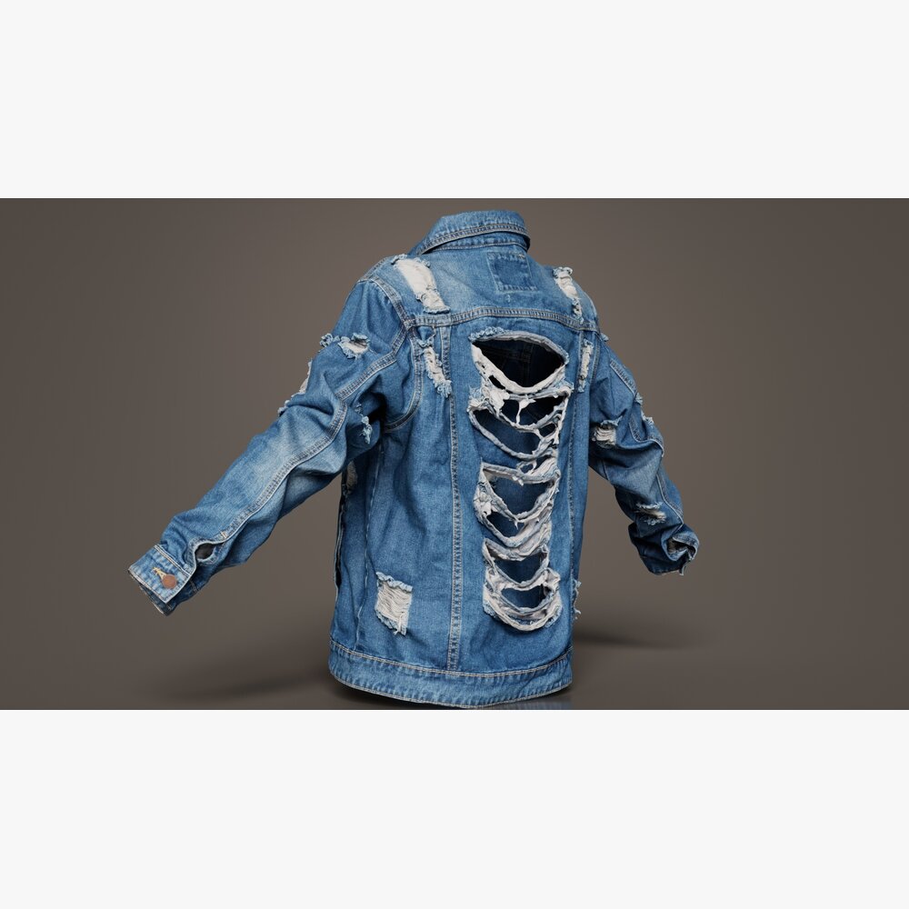 Ripped Back Jeans Jacket 3D model - Download Suits on 3DModels.org