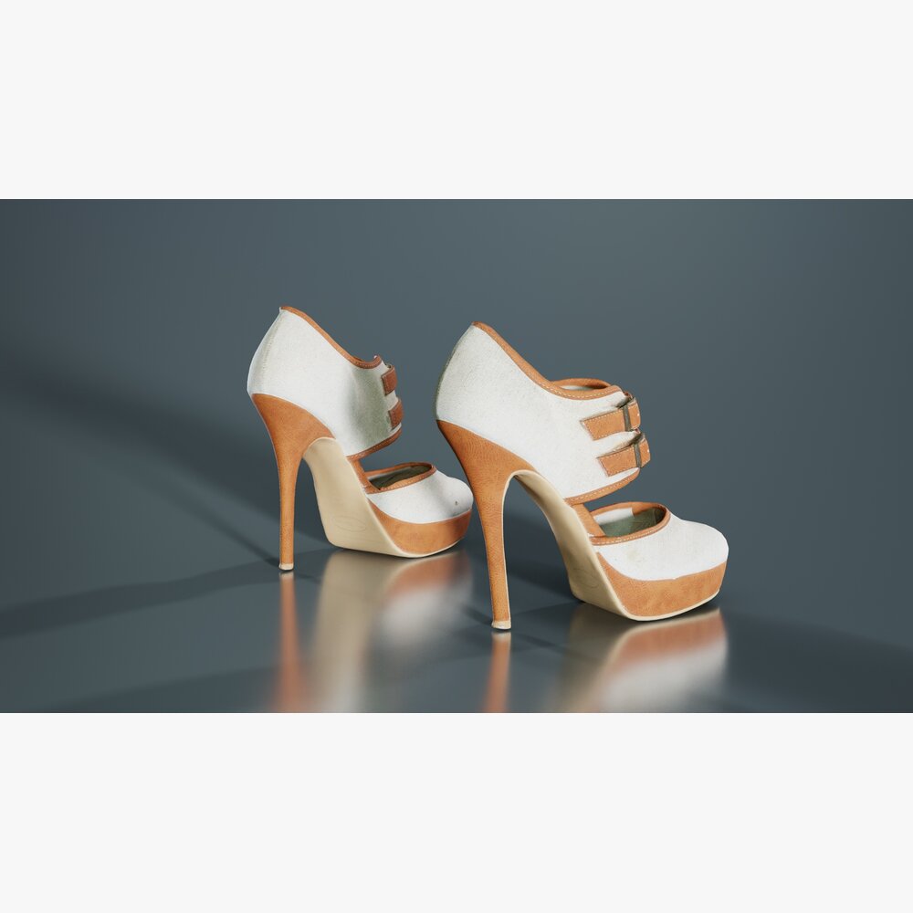 Brown Beige Heels 3D model - Download Shoes on 3DModels.org