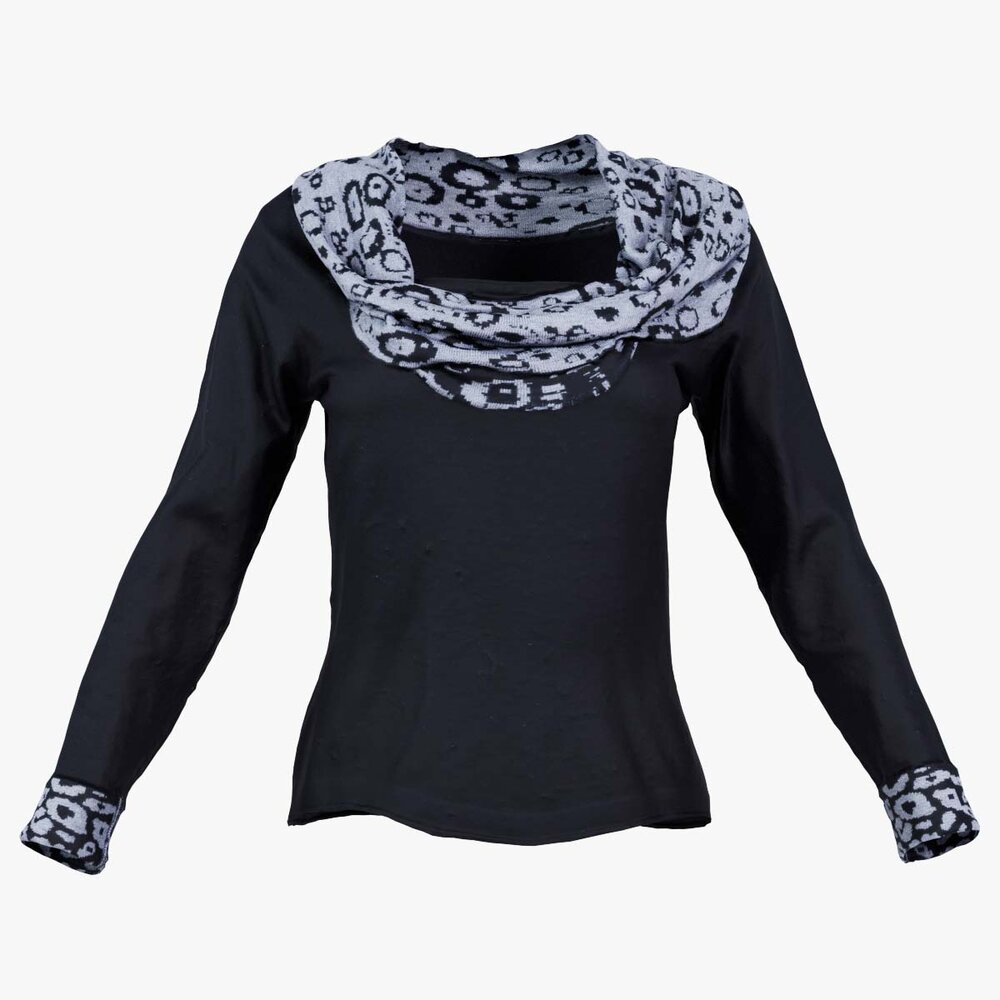Dark Blue Scarf Neck Pull Top 3D model - Download Shirts on 3DModels.org