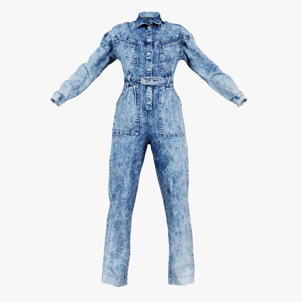Vintage Denim Jumpsuit 3D model - Download Suits on 3DModels.org