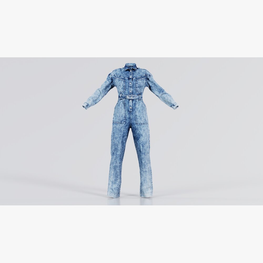 Vintage Denim Jumpsuit 3D model - Download Suits on 3DModels.org