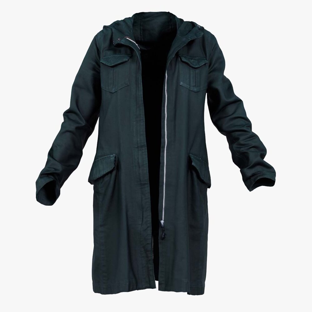 Long Green Coat Open 3D model - Download Coats on 3DModels.org