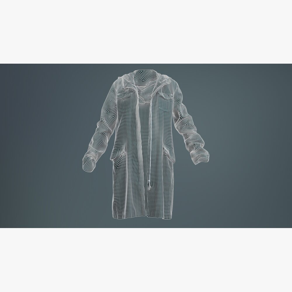 Long Green Coat Open 3D model - Download Coats on 3DModels.org