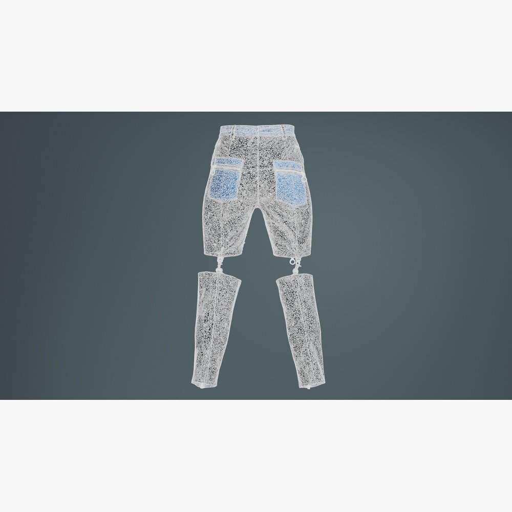 Modular Jeans Black Zipper Trousers 3D model - Download Trousers on ...