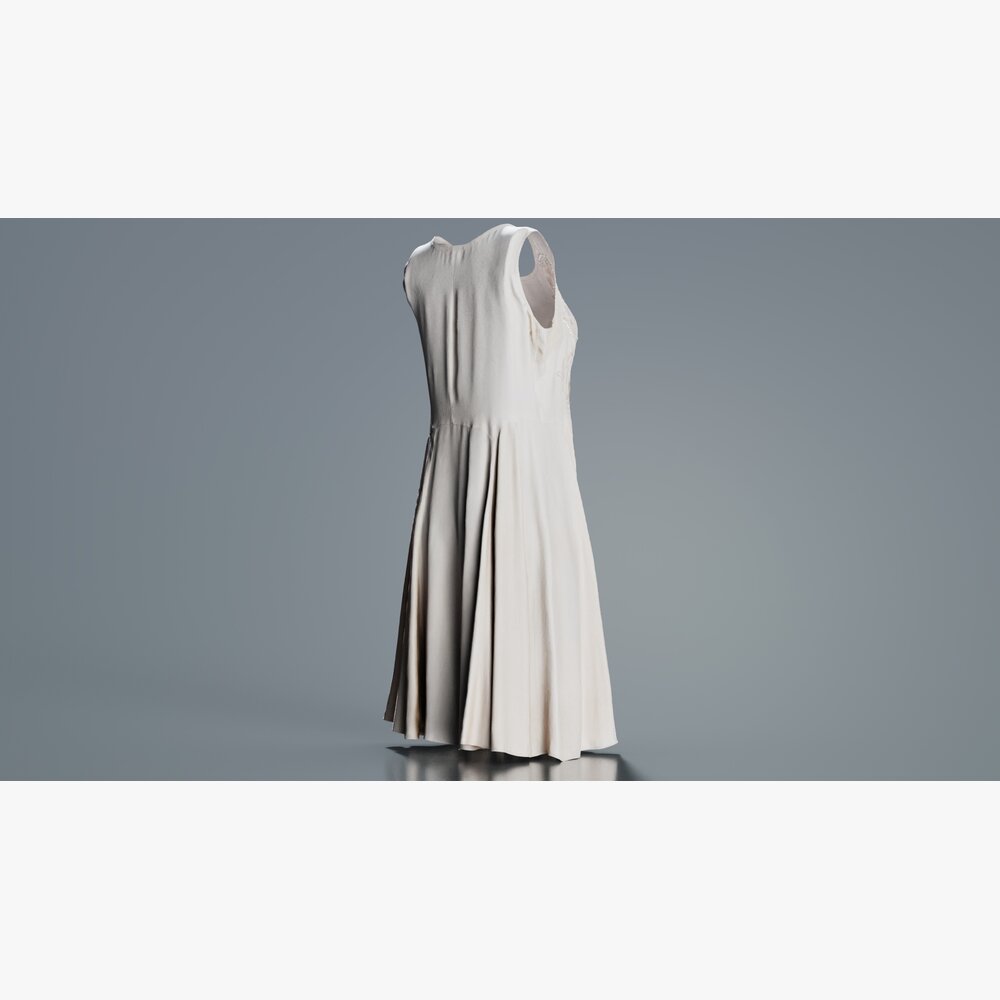 Pearl Decorated Beige Dress 3D model - Download Dresses on 3DModels.org