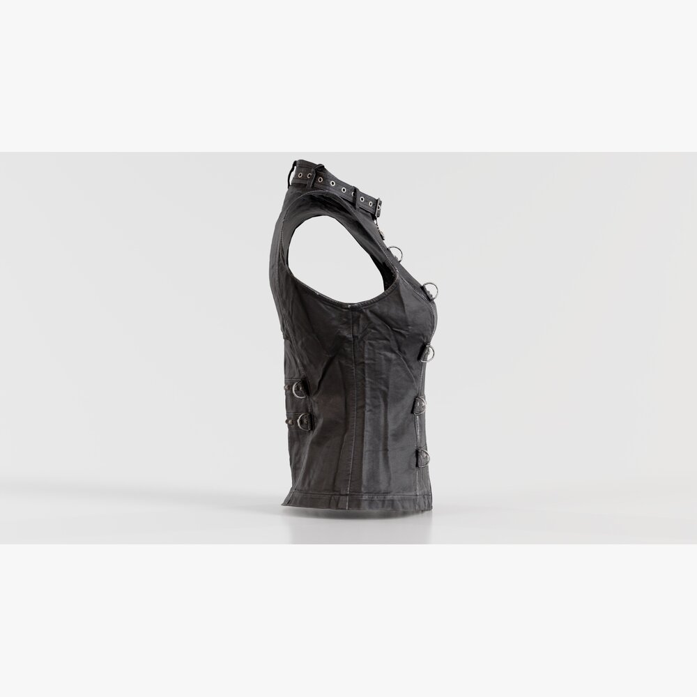 Stylish Black Leather Vest 3D model - Download Shirts on 3DModels.org