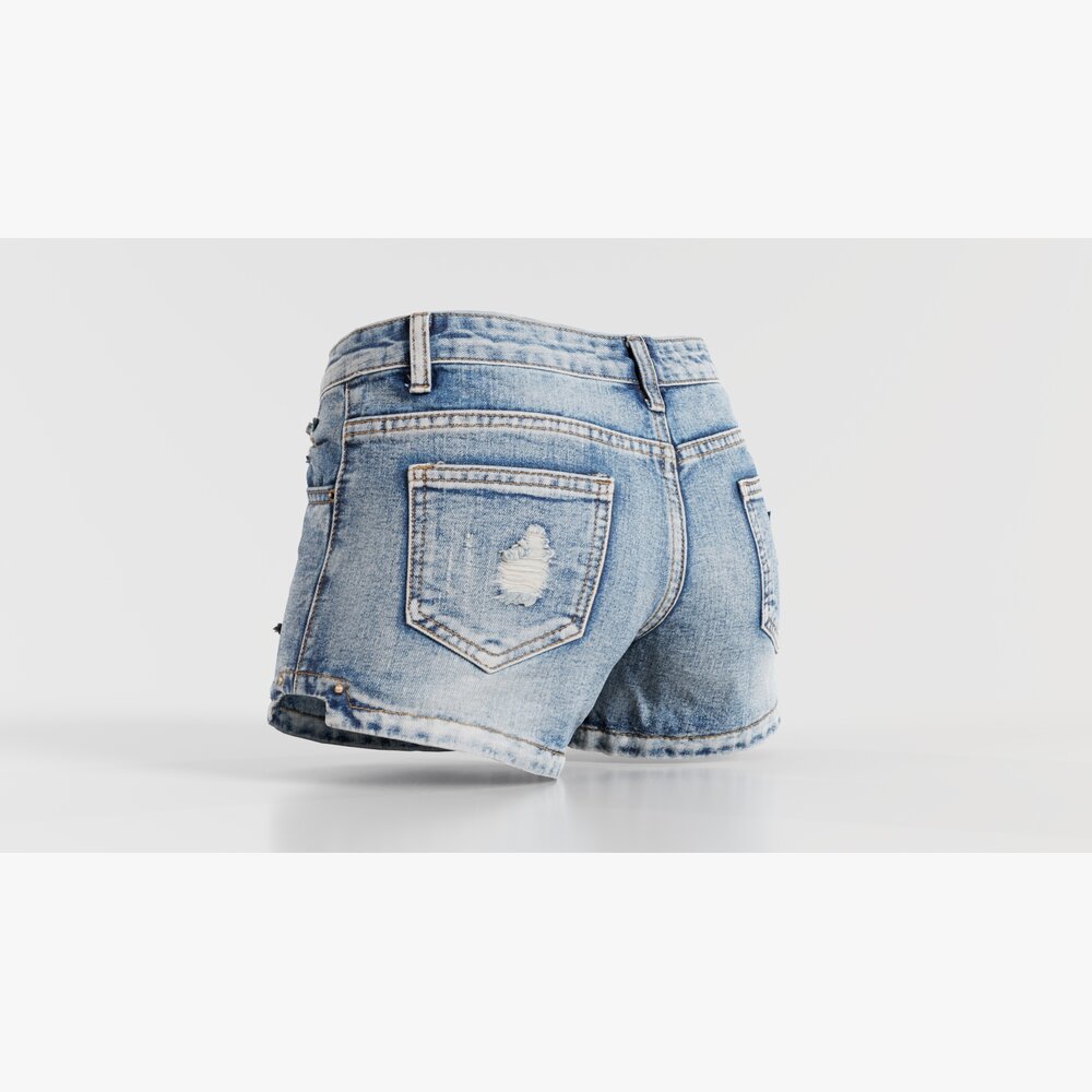Ripped Mini Jeans Shorts 3D model - Download Trousers on 3DModels.org