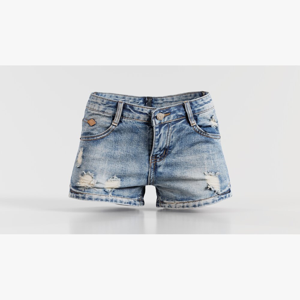Ripped Mini Jeans Shorts 3D model - Download Trousers on 3DModels.org