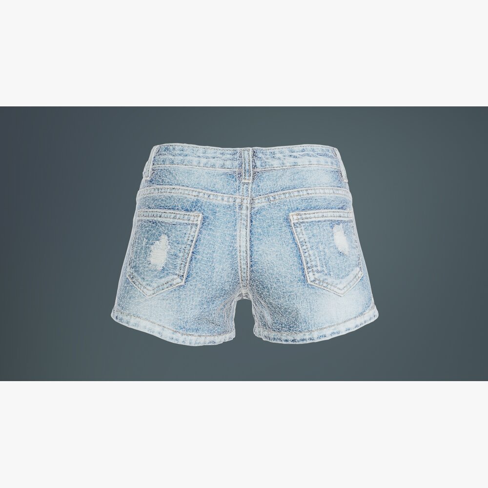 Ripped Mini Jeans Shorts 3D model - Download Trousers on 3DModels.org