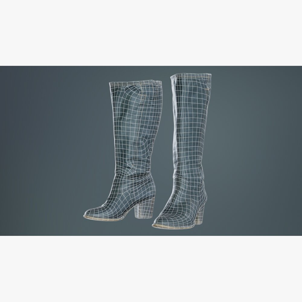 Tall Boot Noir Leather 3D model - Download Shoes on 3DModels.org