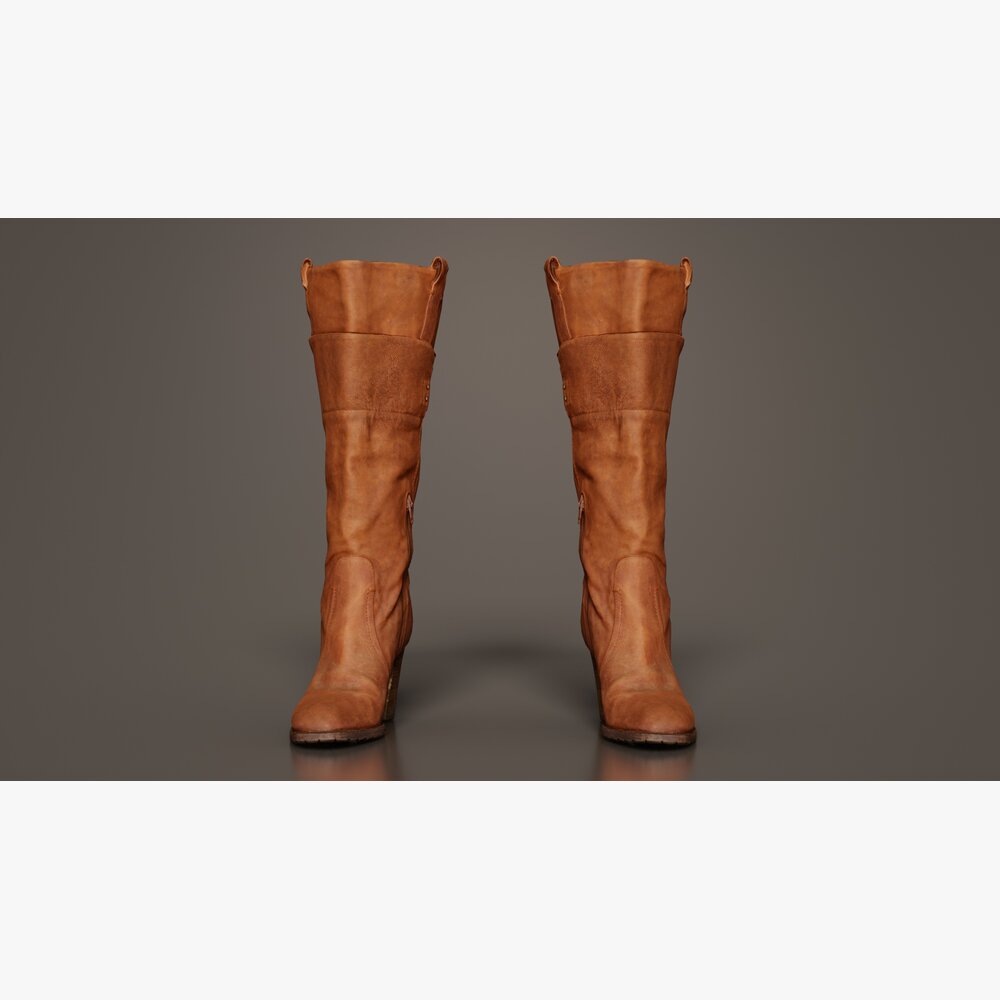 Tall Brown Boot 3D model - Download Shoes on 3DModels.org