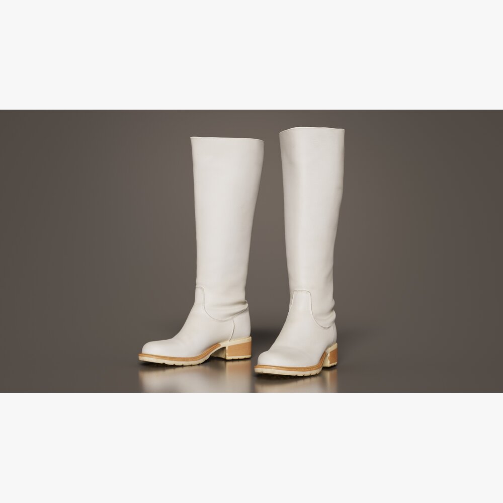 Tall White Boot 3D model - Download Shoes on 3DModels.org