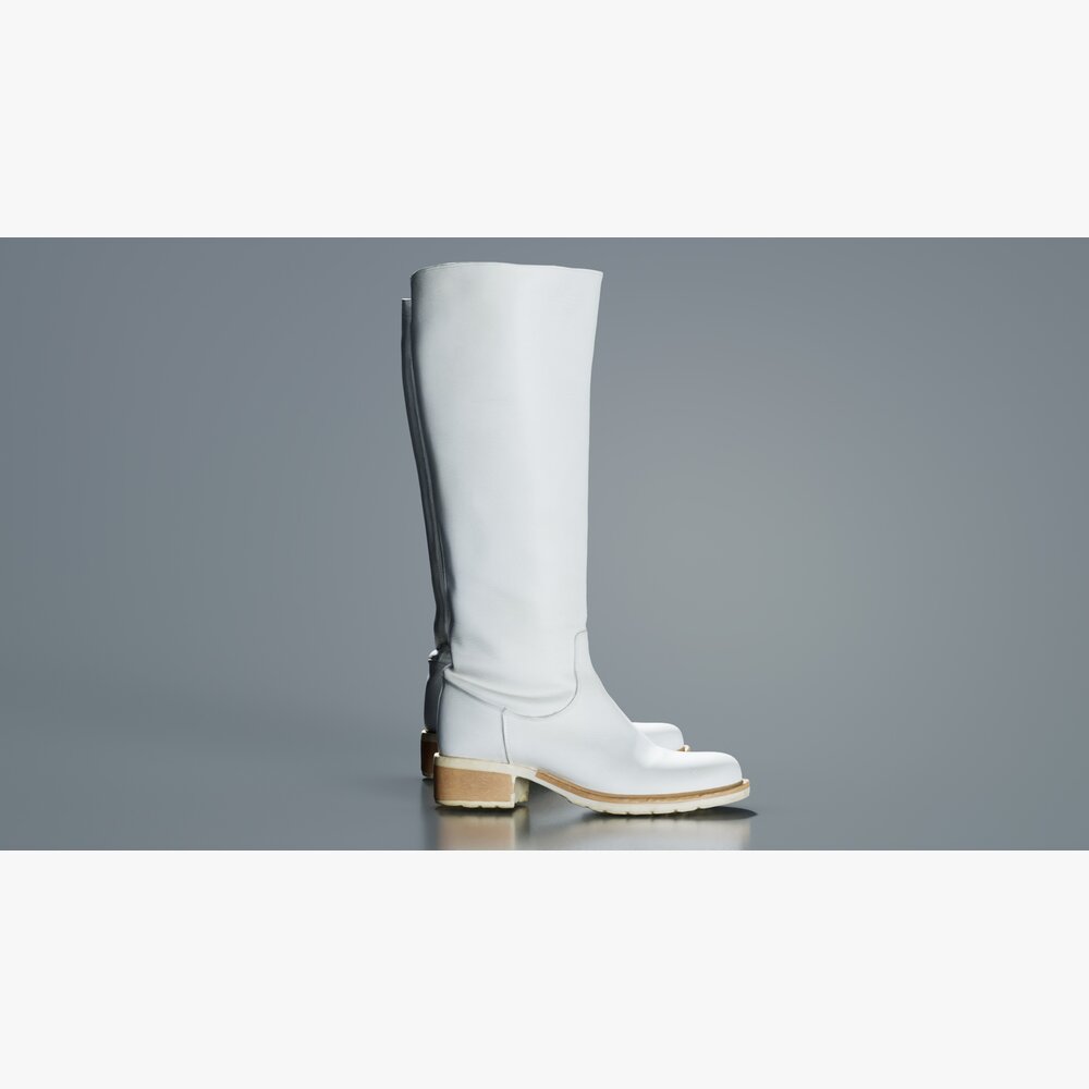 Tall White Boot 3D model - Download Shoes on 3DModels.org