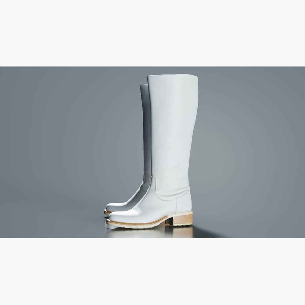 Tall White Boot 3D model - Download Shoes on 3DModels.org
