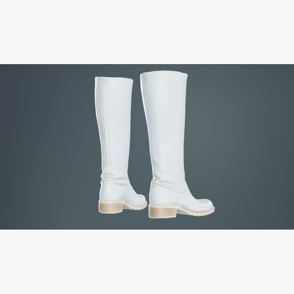 Tall White Boot 3D model - Download Shoes on 3DModels.org