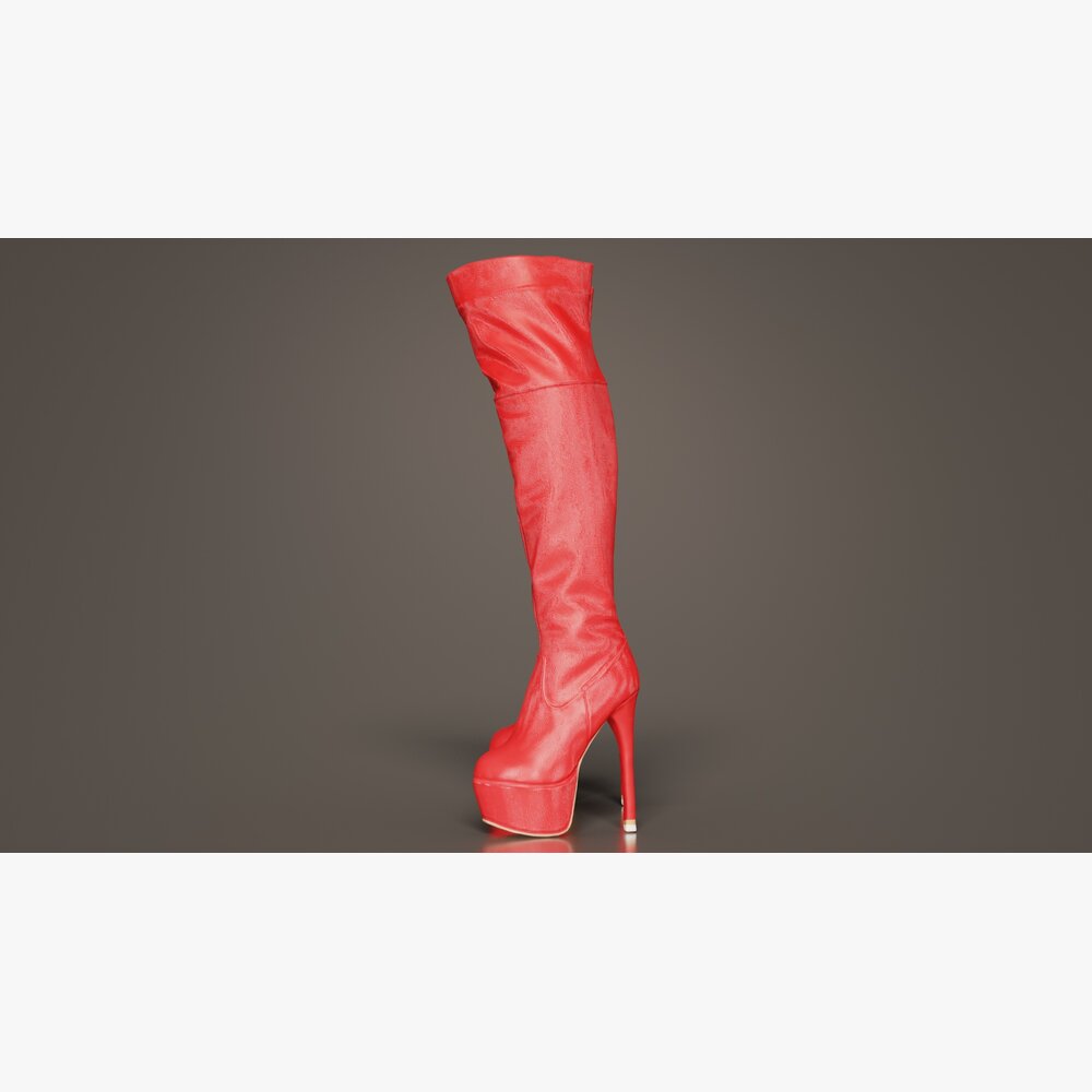Tigh High Red Boots 3D model - Download Shoes on 3DModels.org