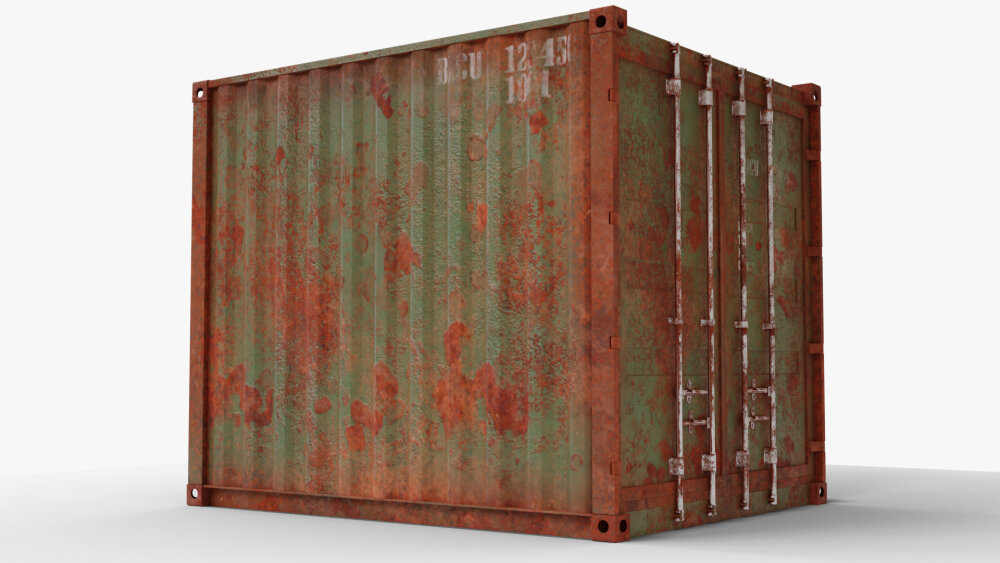 10ft Cargo Containers Green Rusted 3D model - Download Tools on ...