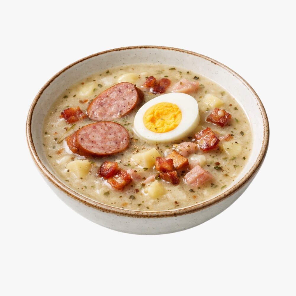 Żurek Sopa Polaca de Centeno Agrio con Salchicha y Huevo Modelo 3D ...