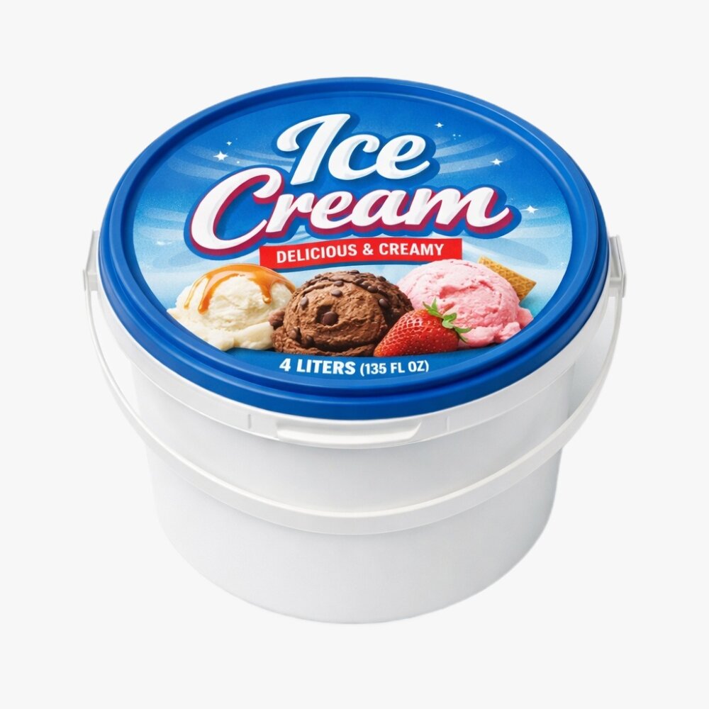 Ice Cream Plastic Bucket 4 Liter 3D model - 3DModels.org