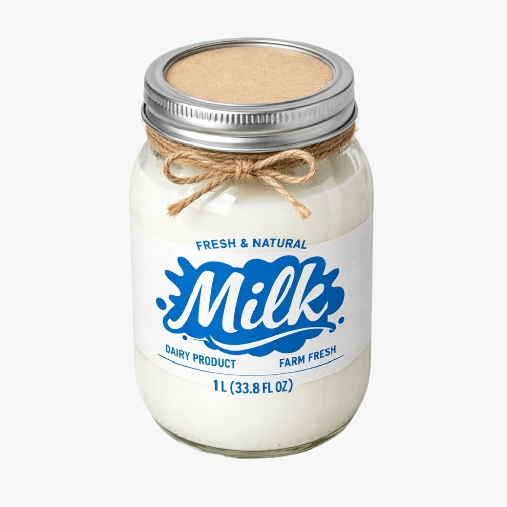 Leche en Tarro de Vidrio Modelo 3D - 3DModels.org