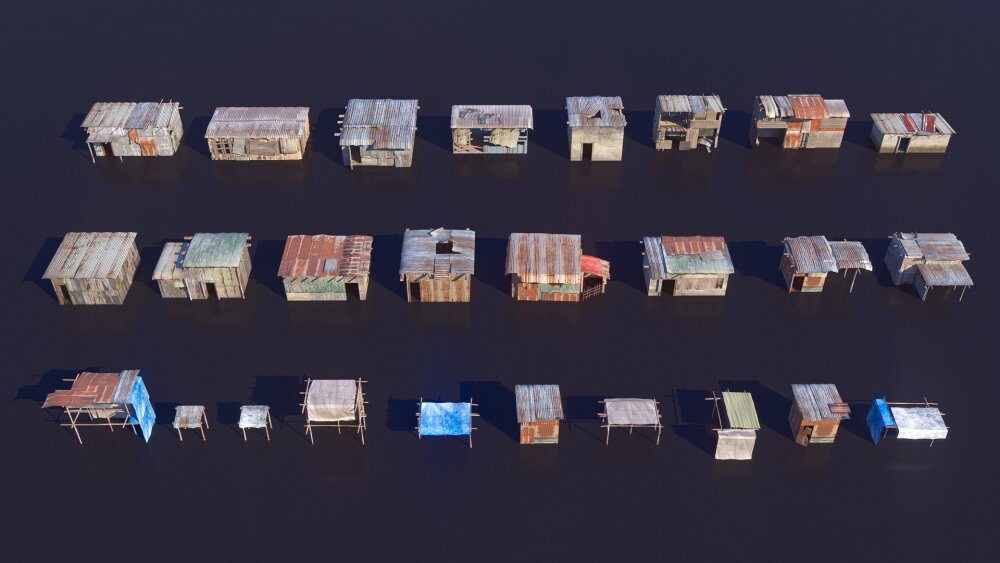 Shantytown Informal Settlement Modules Assets 3D model - Download ...