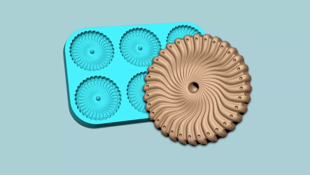 Biscuit Silicon Molding – Cookie Mould with Spiral Mold Design 3D ...