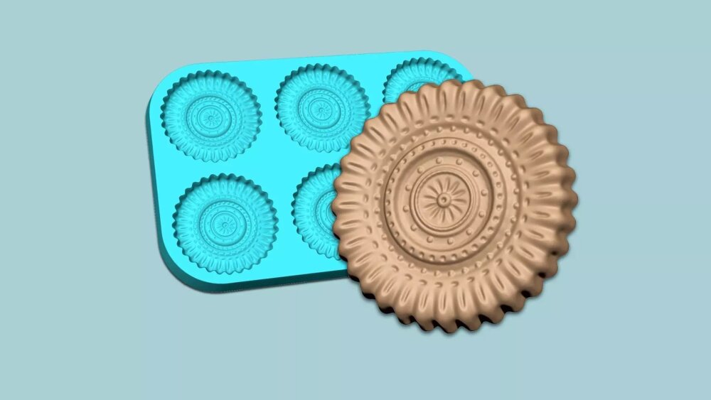 Biscuit Silicon Molding – Silicone Mold with Embossed Cookie Design 3D ...