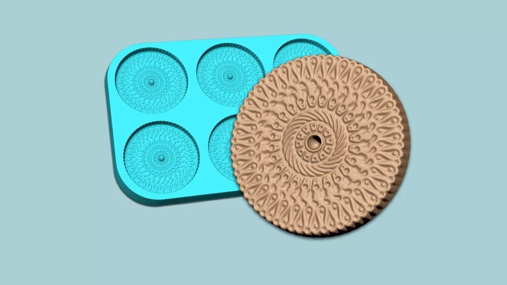 Biscuit Silicon Molding – Cookie Mould with Mandala Design 3D Printing ...