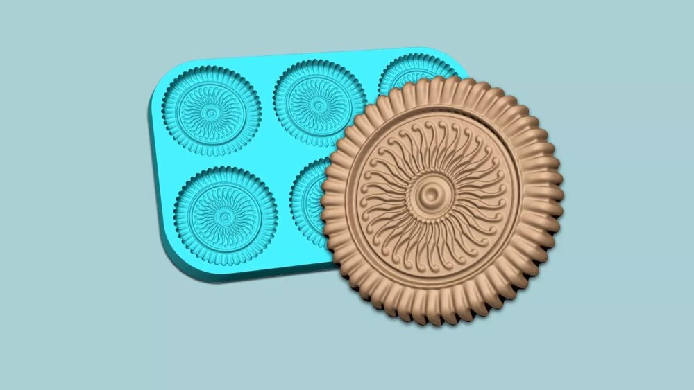 Biscuit Silicon Molding – Cookie Mould with Ornate Sunburst Biscuit ...