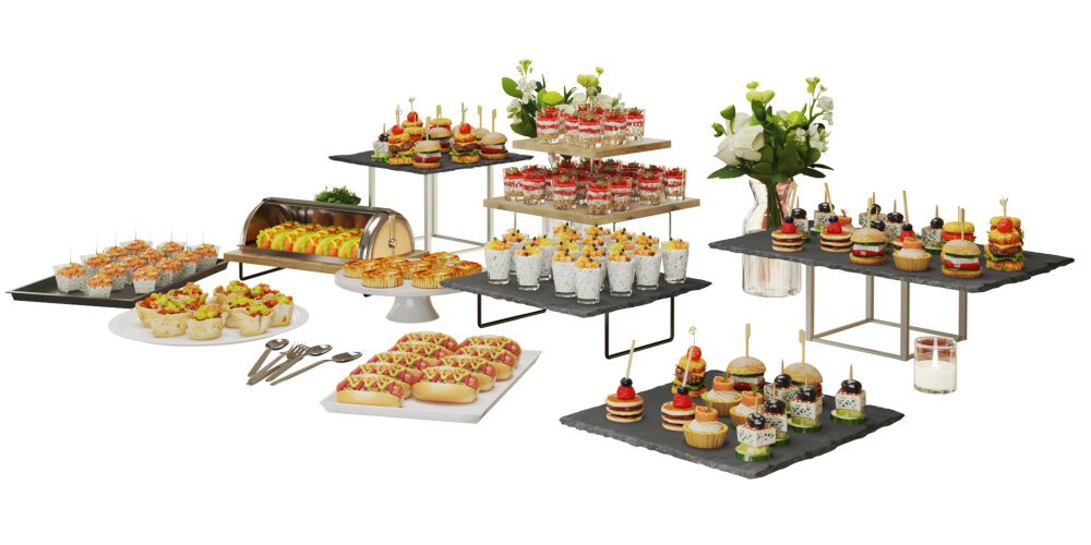 Catering Buffet Table Set with Appetizers and Desserts Modelo 3D ...