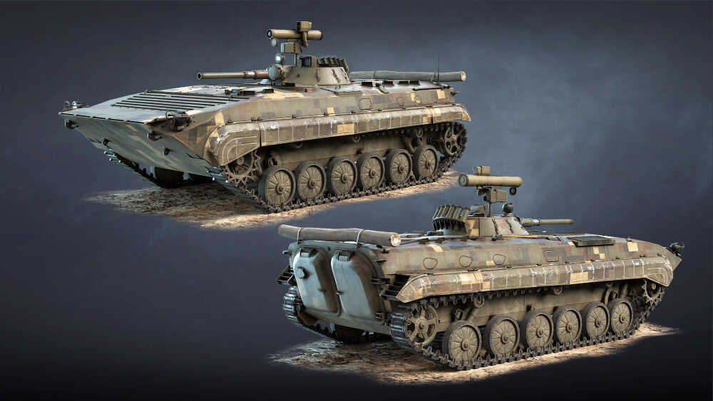 BMP-1 and BMP-1P Low-poly 3D模型 - 下载 战车 on 3DModels.org