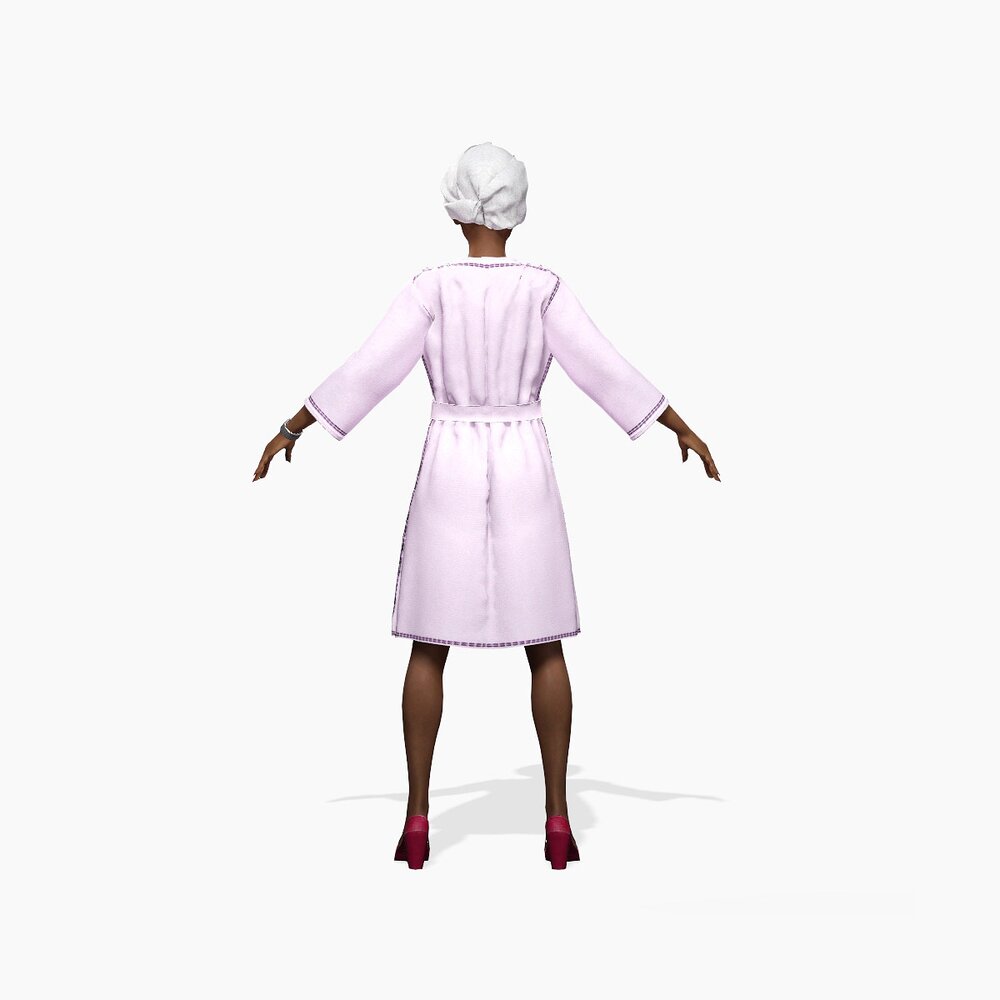 Woman Character in Bathrobe and Turban 3D model - Download Character on ...