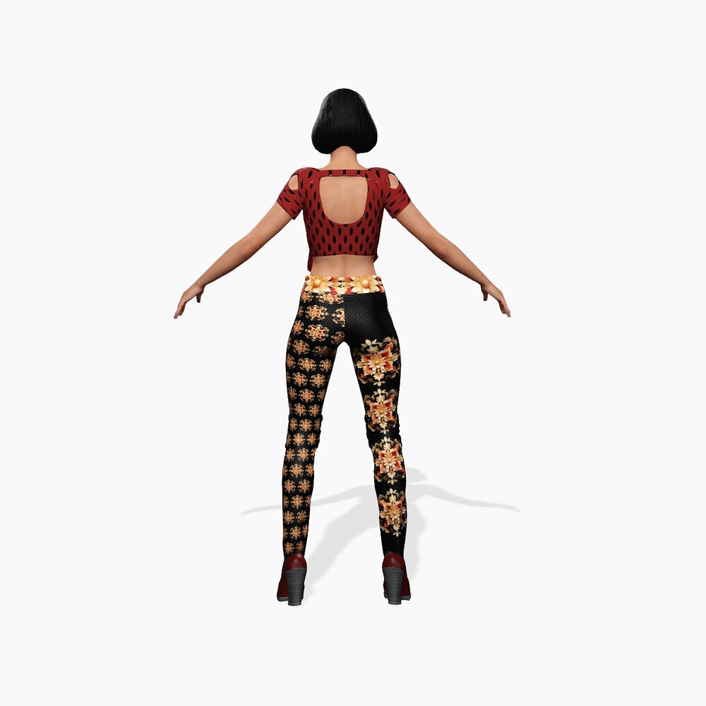 Stylish Woman Character in Patterned Outfit 3D model - Download ...