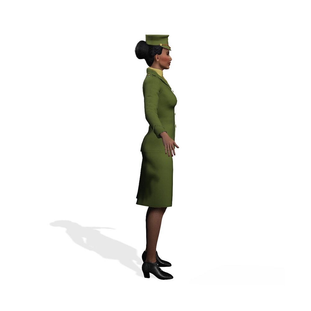 Female Soldier Character in Green Military Uniform 3D model - Download ...