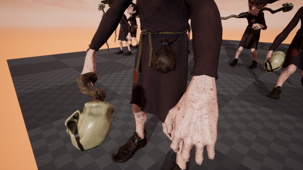 Witch Game Ready Character with Skull Staff 3D model - Download ...