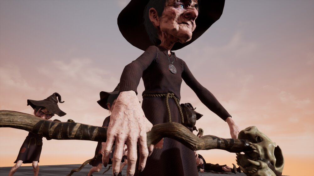 Witch Game Ready Character with Skull Staff 3D model - Download ...